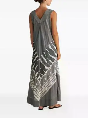 PEARL & CAVIAR Patterned V-neck Maxi Dress