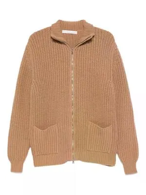 ORIGINAL VINTAGE Ribbed Knit Zip-up Jacket