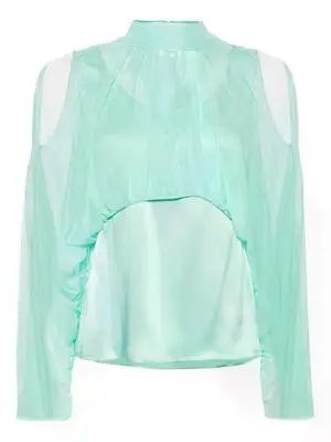 Alberta Ferretti Open Shoulder High Neck Blouse