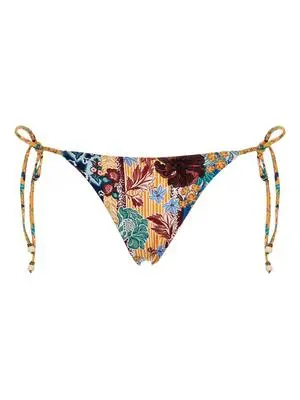 Agua Bendita Alegria Patchwork-print Bikini Bottoms - Blue