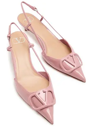 Valentino Garavani Vlogo Patent Leather Slingback Pumps - Rose