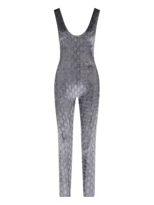 Gucci Jumpsuit With "gg" Crystals - Gray