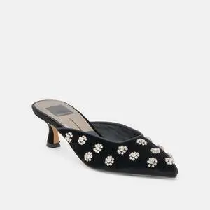 DOLCEVITA Clara Kitten Heeled Mules - Nero Velvet