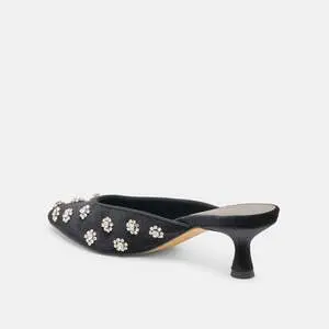 DOLCEVITA Clara Kitten Heeled Mules - Nero Velvet