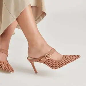 DOLCEVITA Keekee Raffia Stiletto Mules