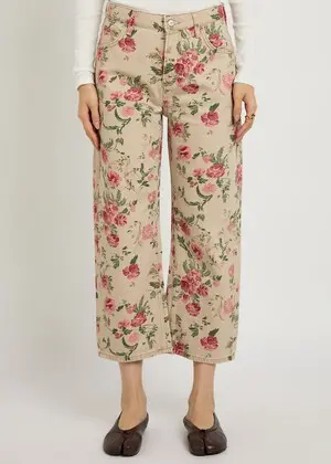 Free People Deep Trance Floral-print Cropped Jeans - Multicoloured