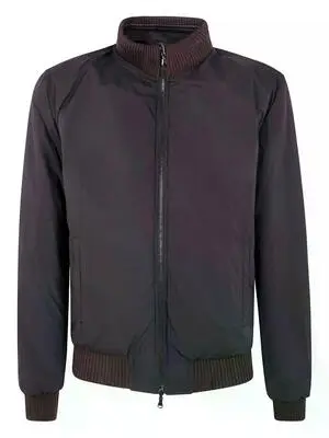 BARBA NAPOLI Ribbed Leather Jacket - Brown