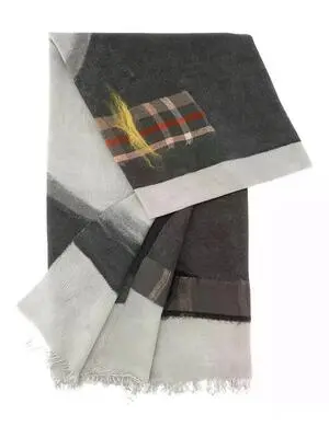 EXQUISITE J Patchwork Fringed Scarf - Grey