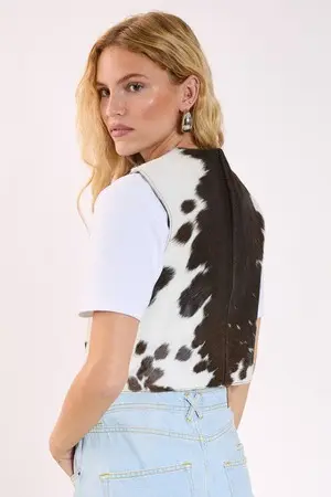 Nasty Gal Cow Hide Leather Waistcoat - White