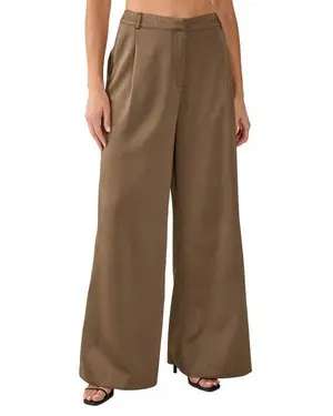 Nasty Gal Satin Pleated Tailored Wide-leg Pants
