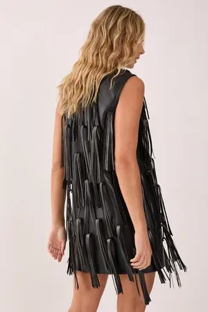 Nasty Gal Faux Leather Tassel Mini Dress