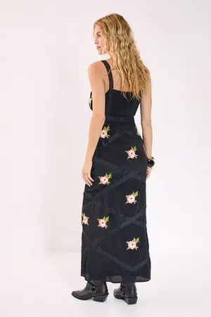 Nasty Gal Embroidered Lace Trim Cut Out Maxi Dress