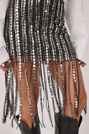 Nasty Gal Beaded Tassel Mini Skirt