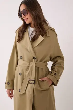 Nasty Gal Double Breasted Belted Trench Coat