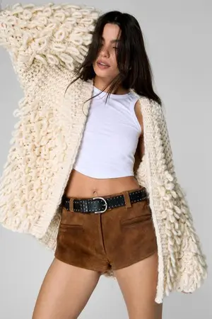 Nasty Gal Oversized Chunky Knit Cardigan - Cream