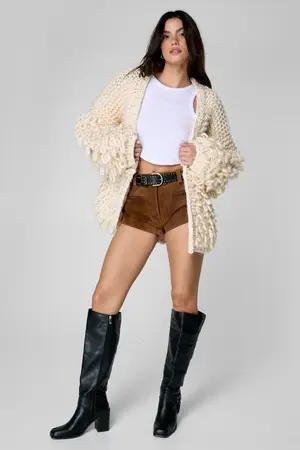 Nasty Gal Oversized Chunky Knit Cardigan - Cream