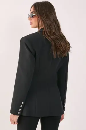 Nasty Gal Premium Cinched Waist Blazer With Padded Shoulders