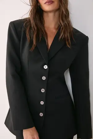 Nasty Gal Premium Cinched Waist Blazer With Padded Shoulders