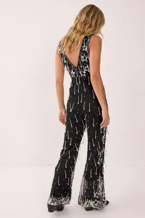 Nasty Gal Sequin And Pearl Droplet Embellished Jumpsuit