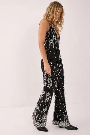 Nasty Gal Sequin And Pearl Droplet Embellished Jumpsuit