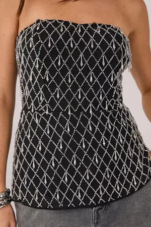 Nasty Gal Droplet Embellished Longline Bustier Top