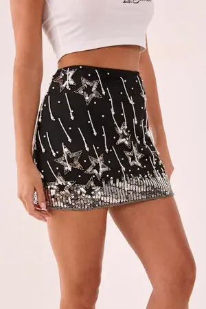 Nasty Gal Star Sequin Embellished Mini Skirt - Black