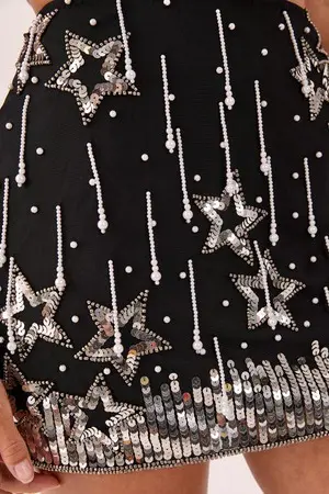 Nasty Gal Star Sequin Embellished Mini Skirt - Black