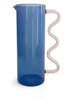 SOPHIE LOU JACOBSEN Wave-handle Glass Pitcher - Blue