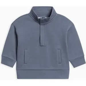 KENDI Eunan Fleece Half-zip Pullover Sweatshirt - Denim