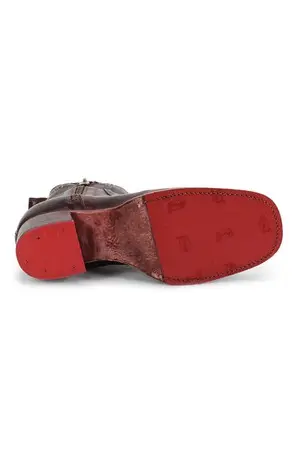 Bed Stu Bitsy Square Toe Ankle Boot With Stacked Heel - Cherry