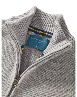 Robert Talbott Graham Cashmere Blend Full Zip Sweater - Light Gray