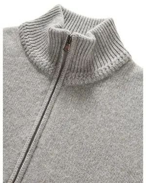 Robert Talbott Graham Cashmere Blend Full Zip Sweater - Light Gray