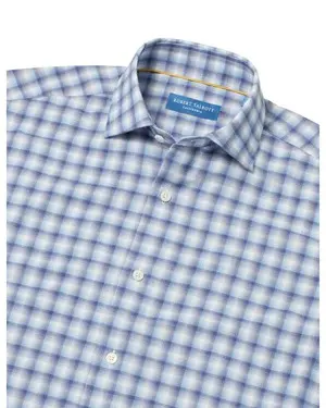 Robert Talbott Reynolds Ultra Light Weight Brushed Ombre Plaid Shirt - Blue Multi