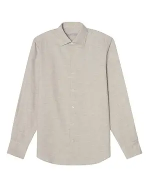 Robert Talbott Morgan Luxe Flannel Shirt - Light Gray