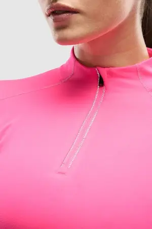 PELOTON Active Brushed Jersey Quarter-zip - Hot Pink