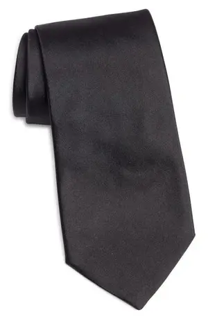JACK VICTOR Solid Silk Tie - Black
