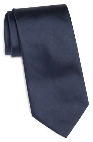 JACK VICTOR Solid Silk Tie - Navy