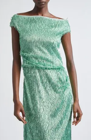 Erdem Beaded Off-the-shoulder Cocktail Dress - Mint