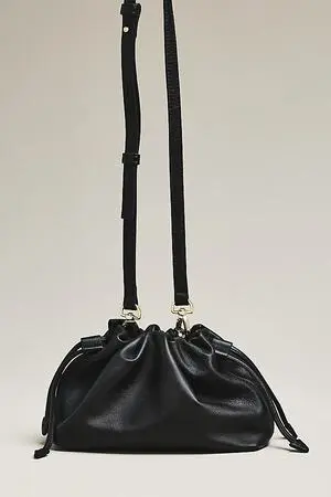 Studio Amelia Alexandra Leather Petite Drawstring Clutch - Black