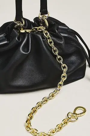 Studio Amelia Alexandra Leather Petite Drawstring Clutch - Black