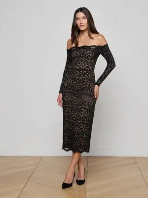 L'Agence Lindsay Sequined Lace Dress