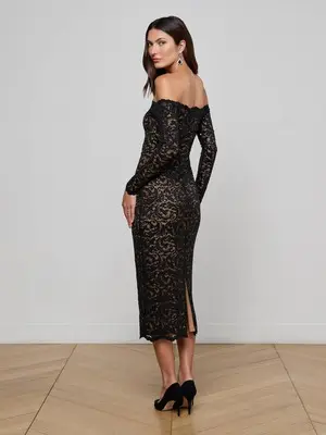 L'Agence Lindsay Sequined Lace Dress