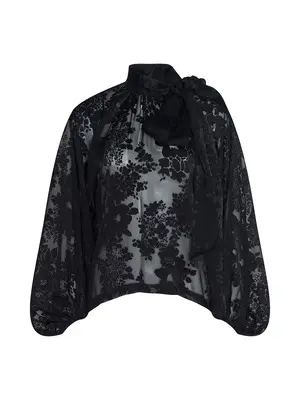 L'AGENCE Rhett Burnout Satin Blouse Top