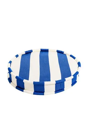 BUSINESS & PLEASURE Circular Pillow In Royal - Crew Mediterranean Blue Stripe