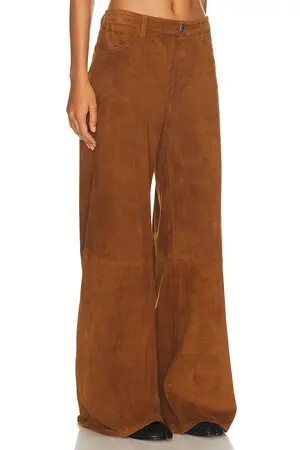 Sprwmn 5 Pocket Wide Leg Leather Pants