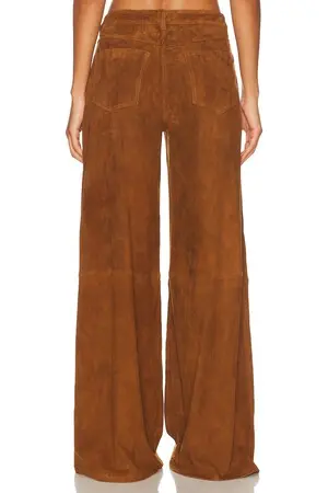 Sprwmn 5 Pocket Wide Leg Leather Pants