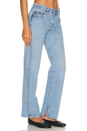 ALIGRACE Vintage Relaxed Split Jeans - Light Medium