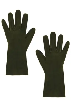 AGNELLE Christina Suede Gloves - Olive