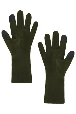 AGNELLE Christina Suede Gloves - Olive