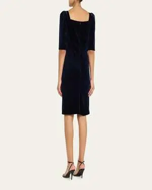 Rickie Freeman For Teri Jon Floral Applique Velvet Knee Length Dress